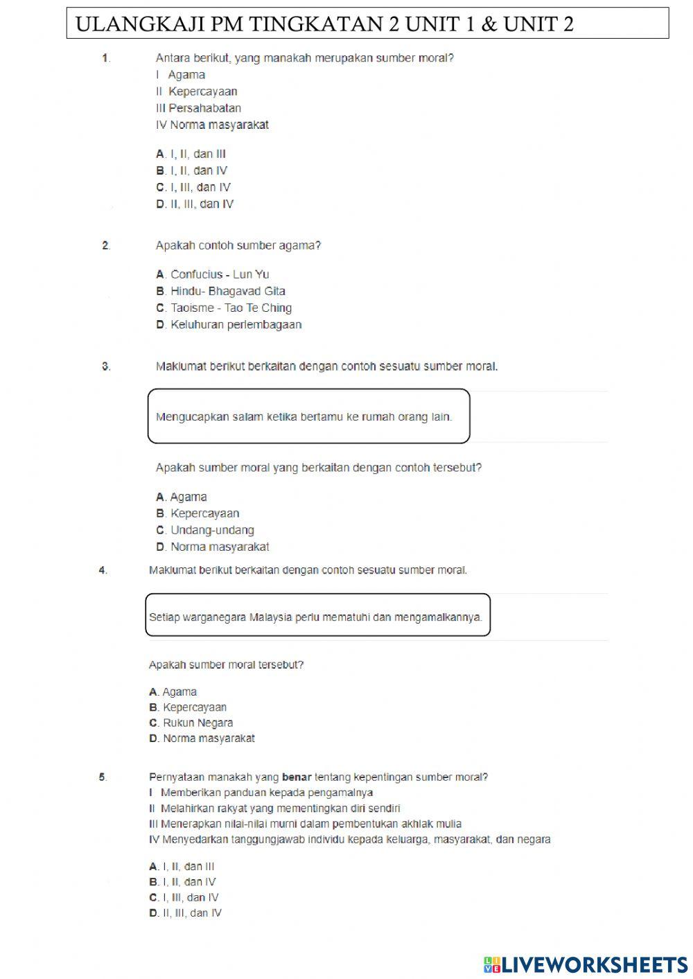 Unit 1 & Unit 2 worksheet | Live Worksheets