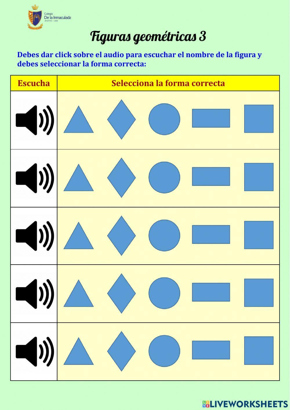 Formas geométricas básicas interactive worksheet | Live Worksheets