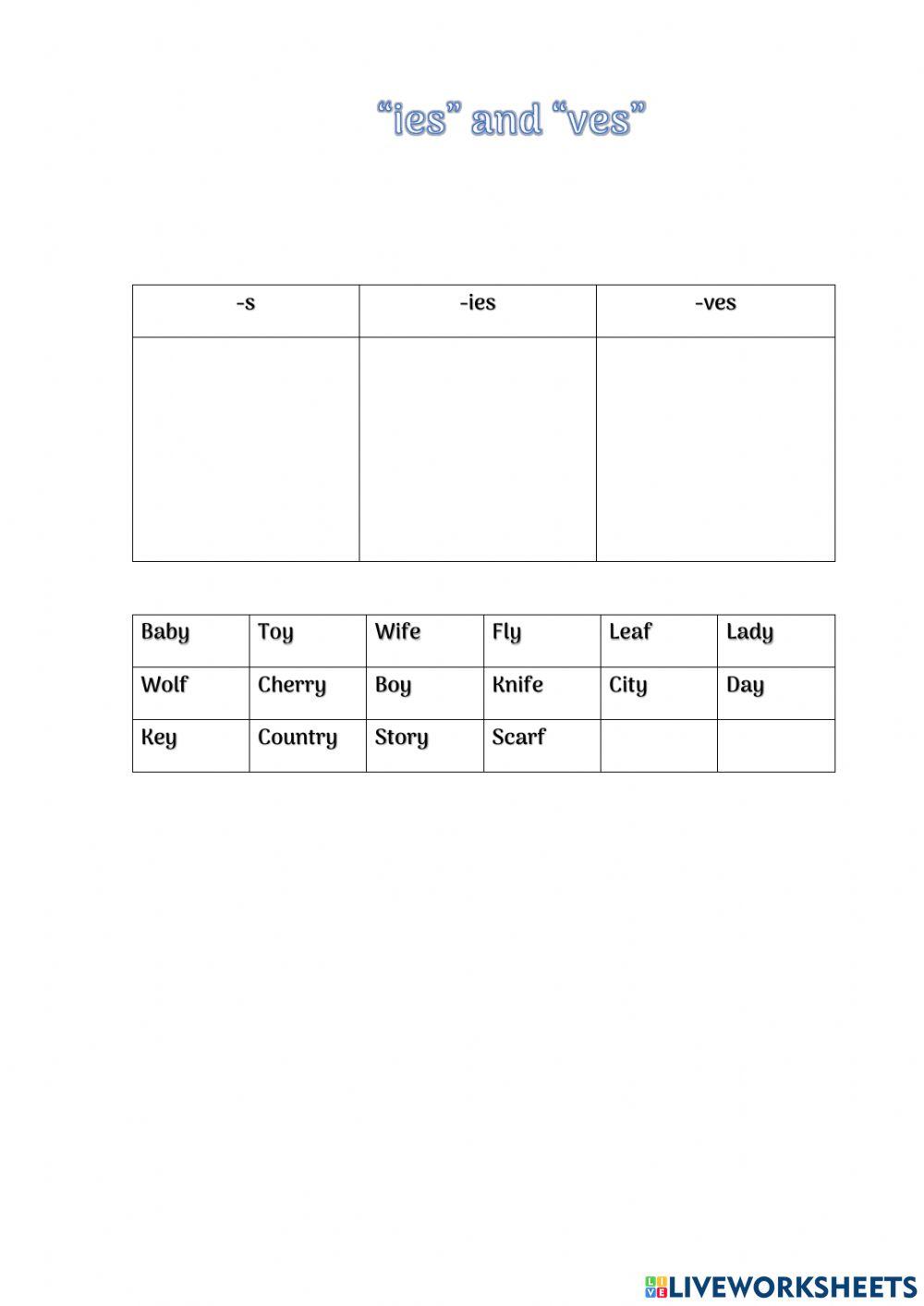 Plural nouns -i… | Free Interactive Worksheets | 1488455