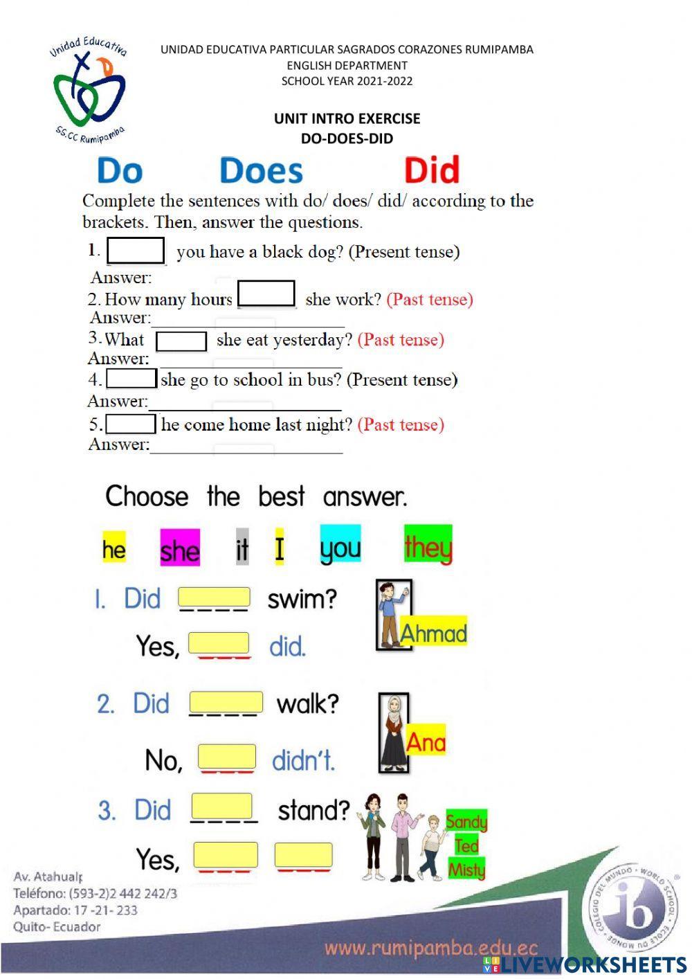 1488496 | Did-didn't | Samantha Proaño | LiveWorksheets 1488496 | Did-didn't | Samantha Proaño | LiveWorksheets