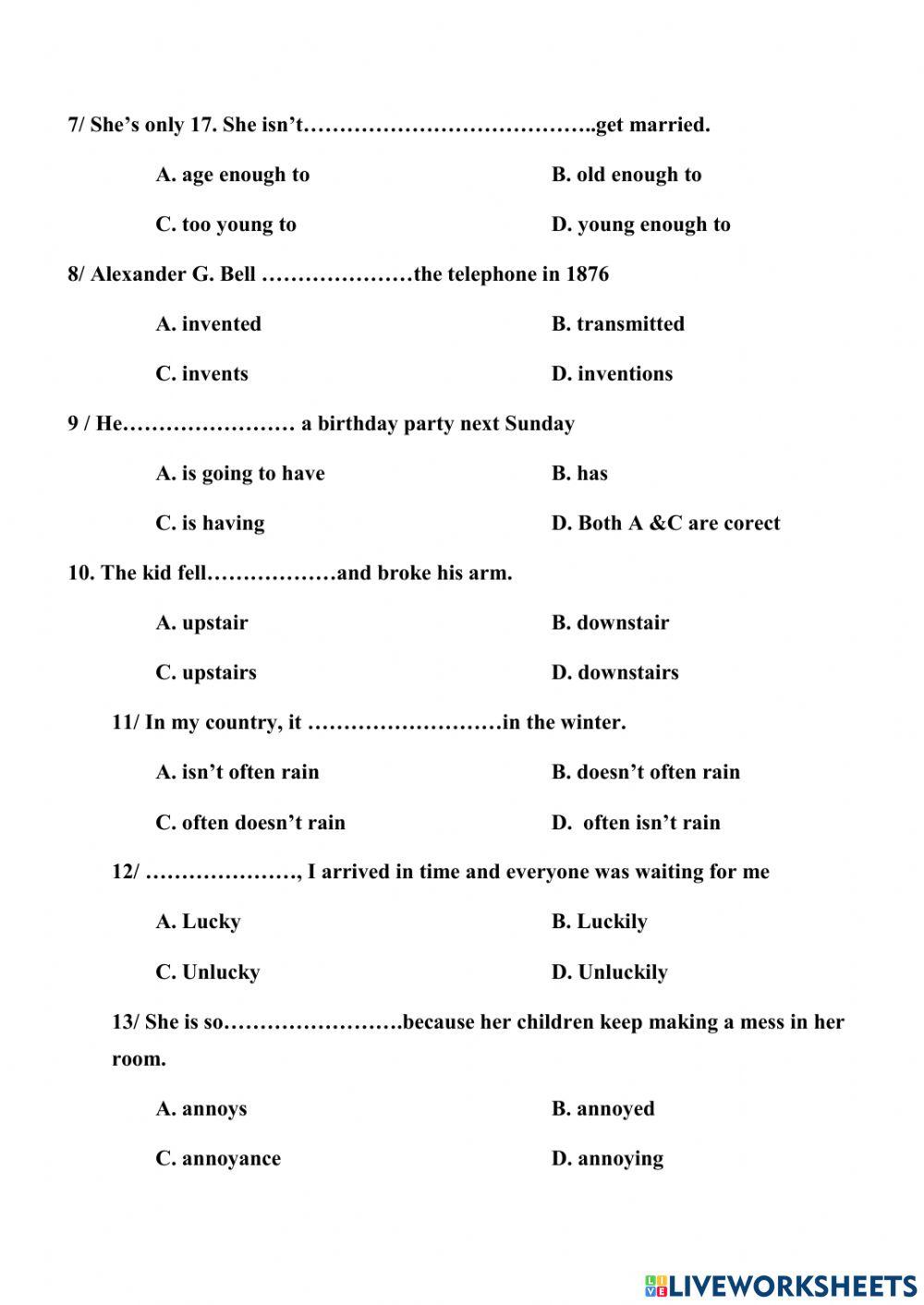 15-minute Test activity | Live Worksheets