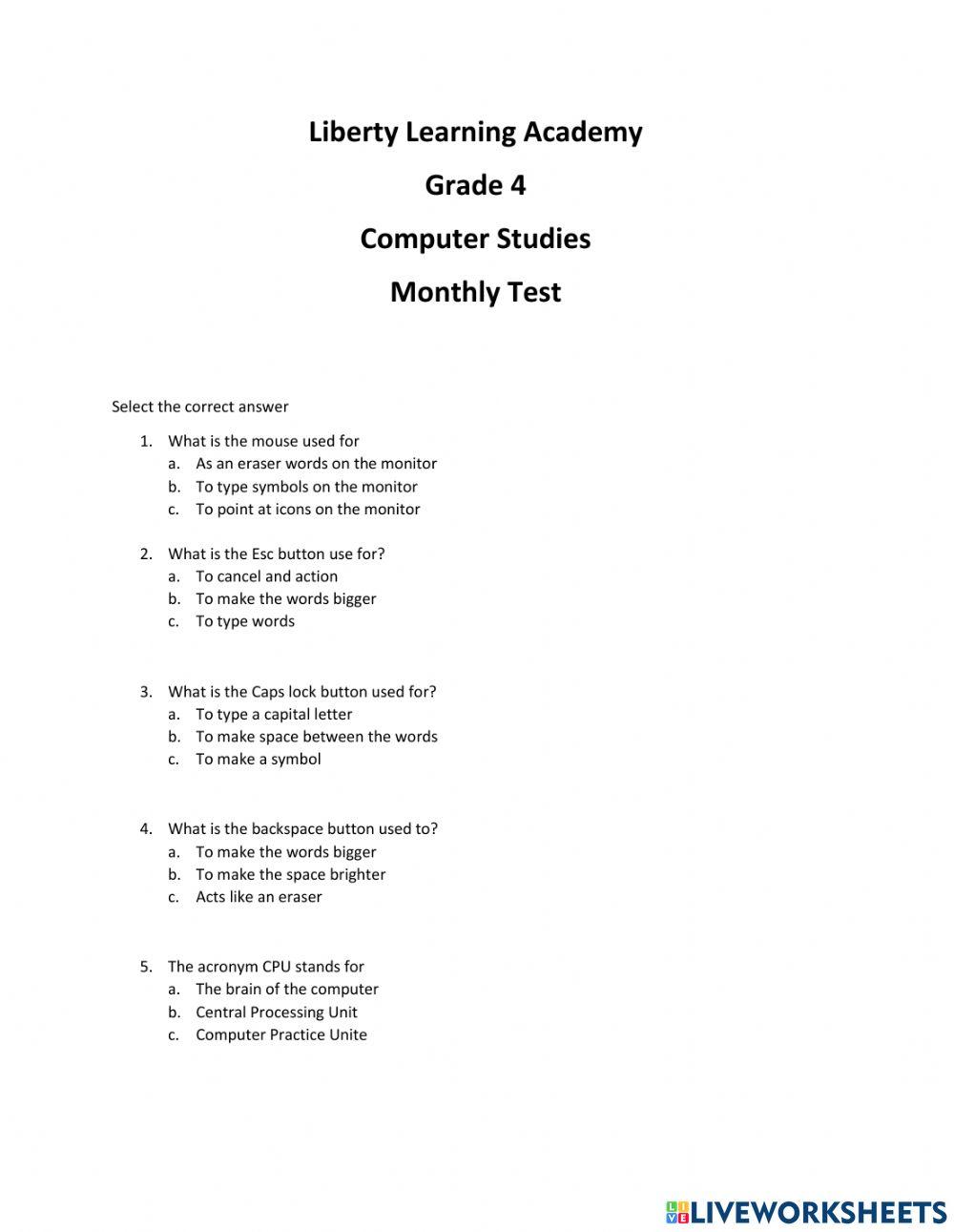 CPU,Mouse and K… | Free Interactive Worksheets | 1488922