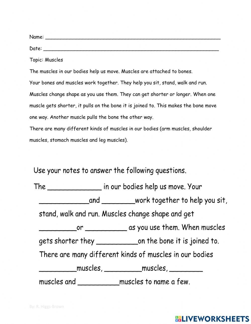 Muscles 1488900 | Mrs_Higgs2Brown | Live Worksheets