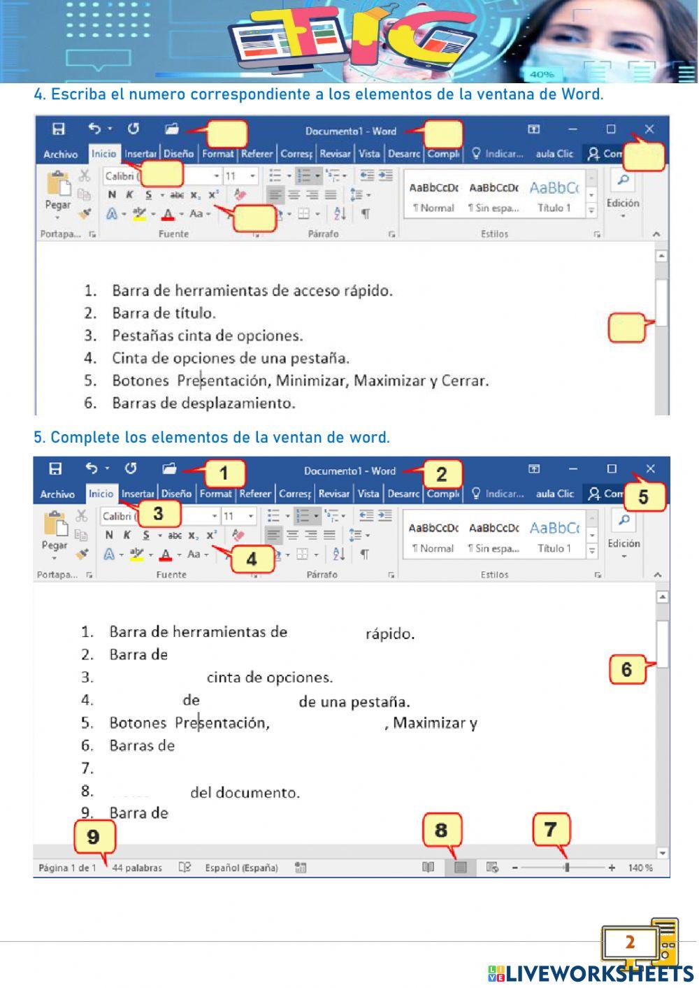 Elementos Word worksheet | Live Worksheets