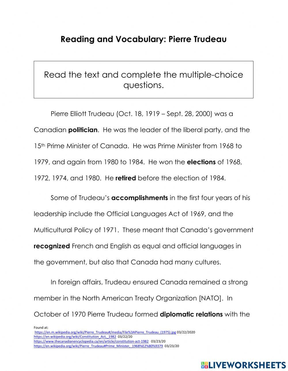 1489376 | Pierre Trudeau - Reading | Petra Middleton