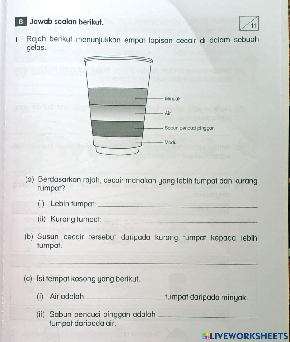 Ketumpatan bahan interactive worksheet | Live Worksheets