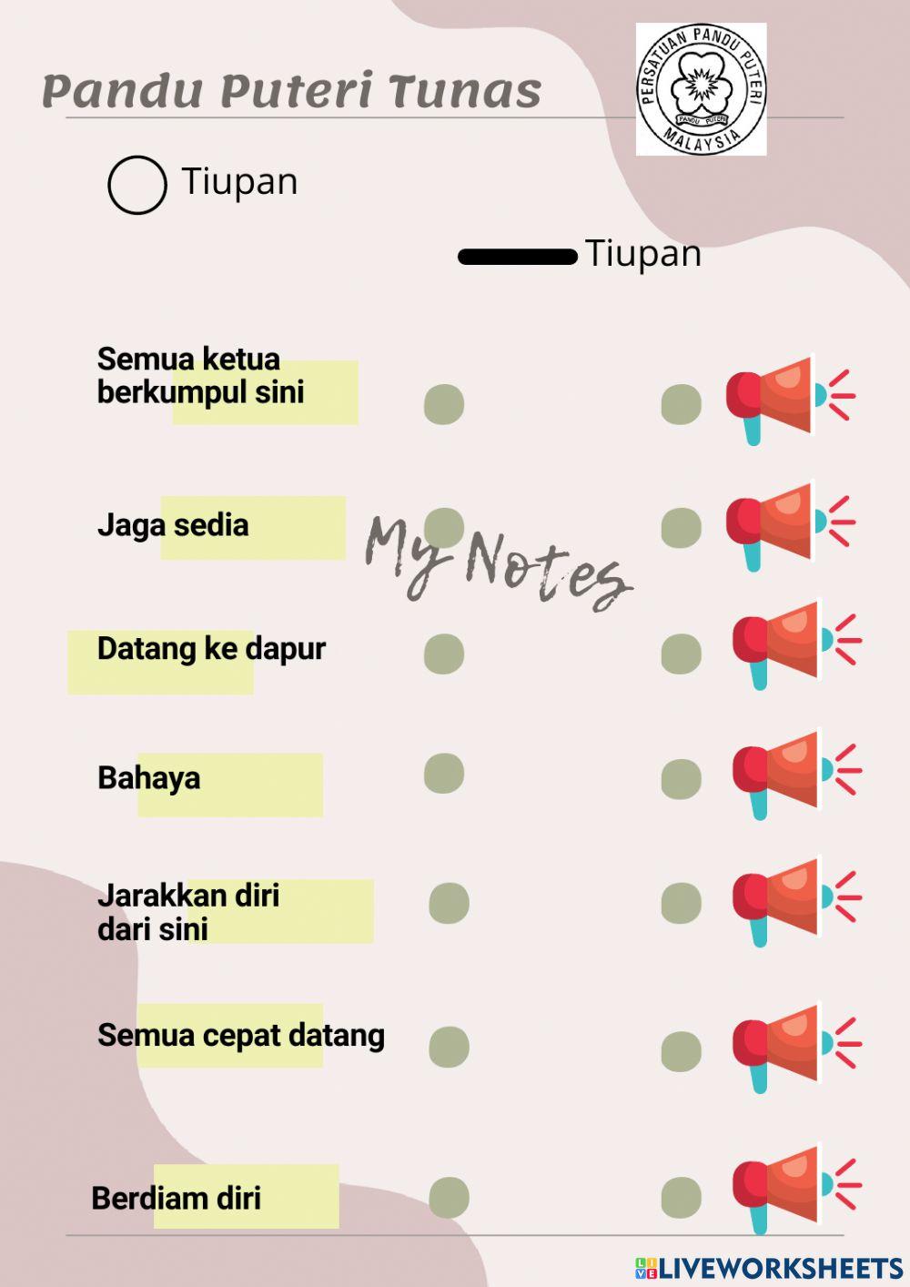 Isyarat Wisel Pandu Puteri worksheet | Live Worksheets