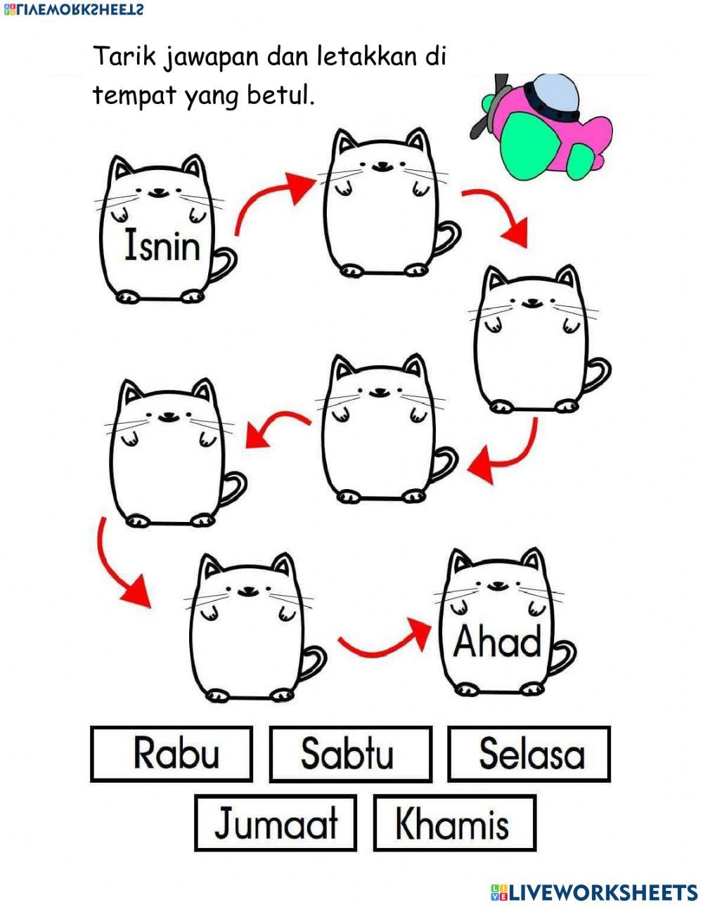 Hari dalam seminggu online exercise for Preschool | Live Worksheets