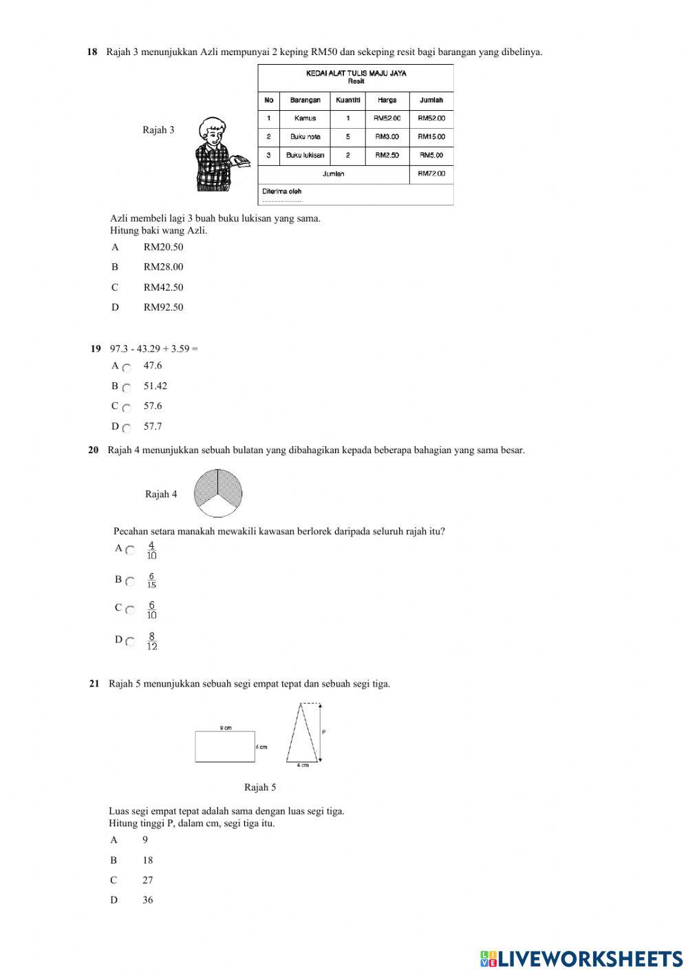 Kertas 1 interactive exercise | Live Worksheets