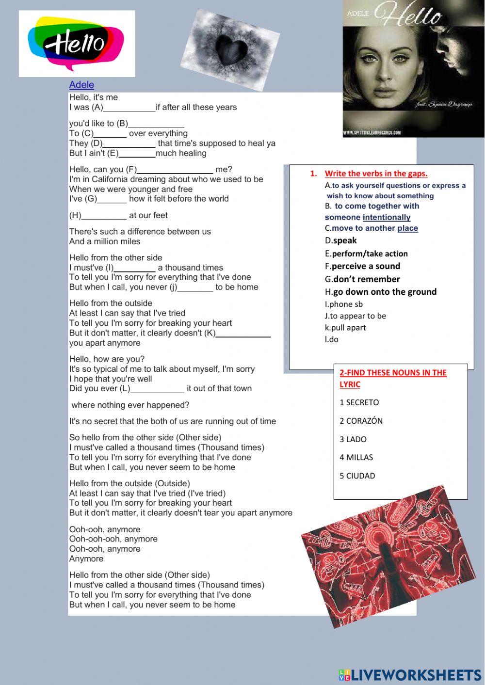 Hello-Adele | Free Interactive Worksheets | 1490158