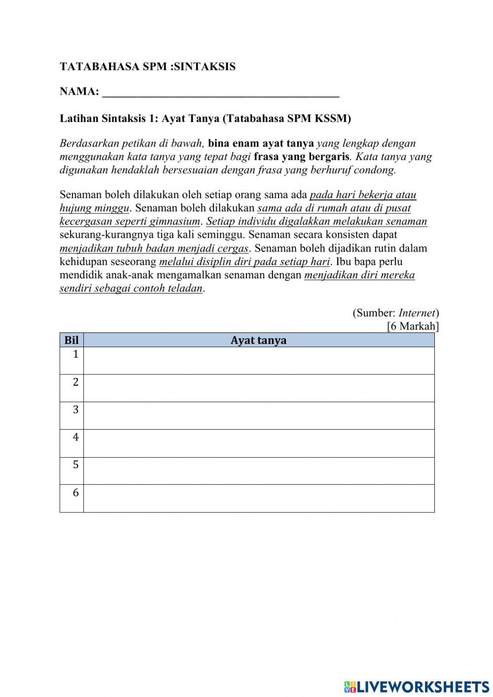 sintaksis 2 online exercise for | Live Worksheets