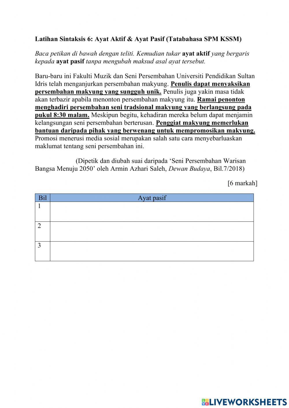 sintaksis 2 online exercise for | Live Worksheets