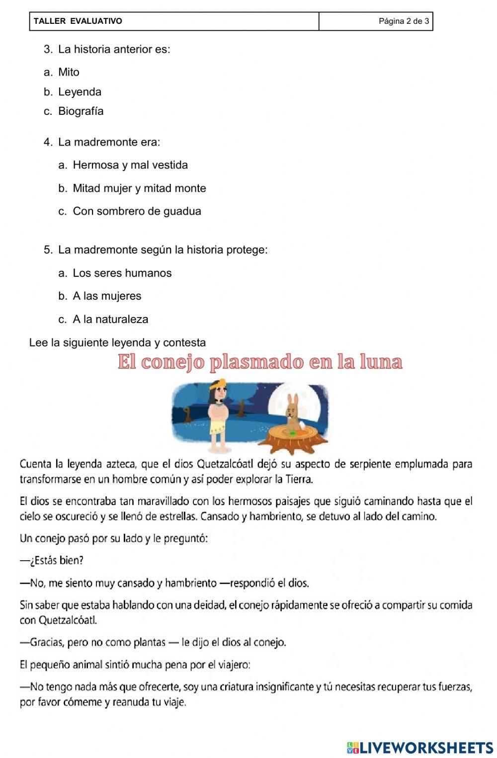 Mito, leyenda y biografía worksheet | Live Worksheets