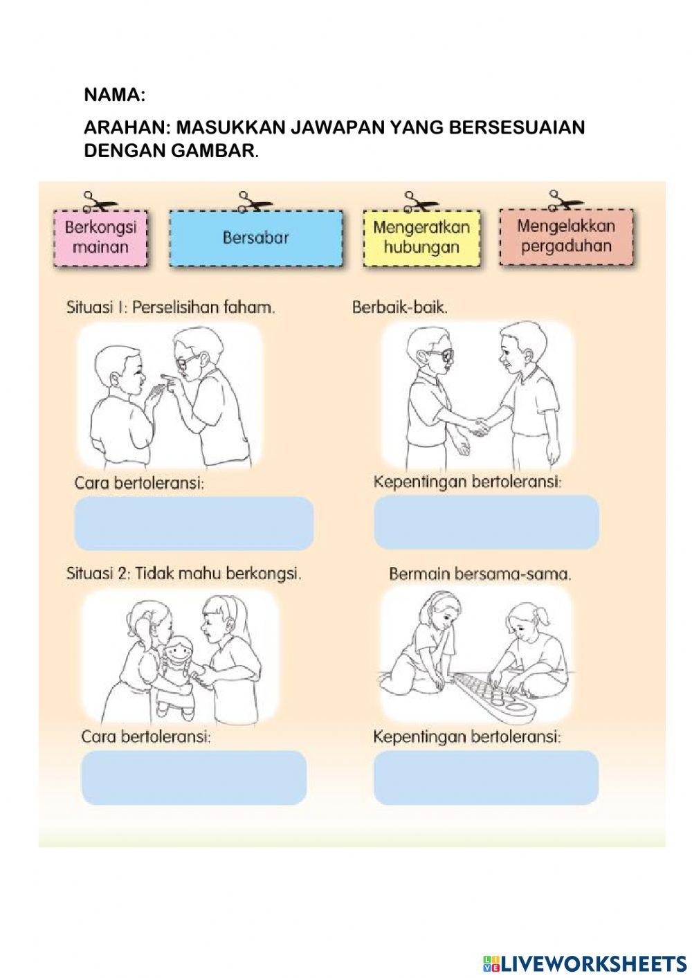 Sikap Toleransi online activity | Live Worksheets