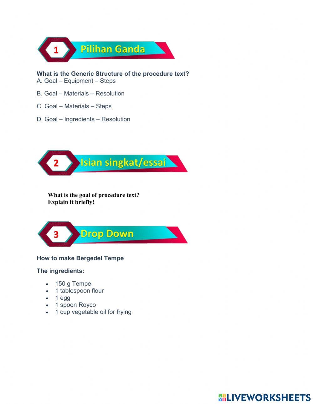 Procedure Text activity for Grade 9 | Live Worksheets