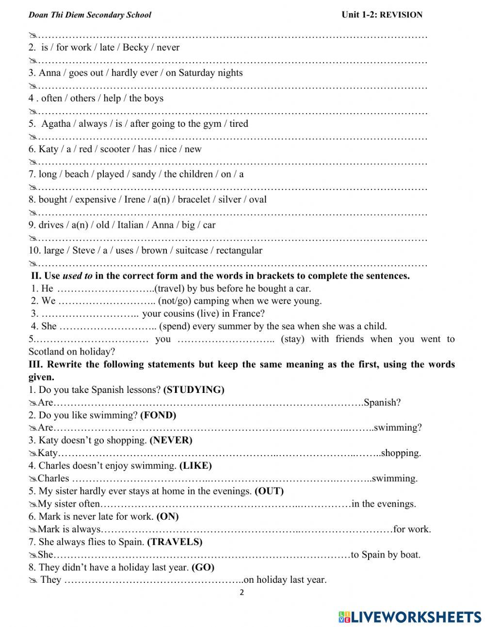 Revision 4 online exercise for Grade 7 | Live Worksheets