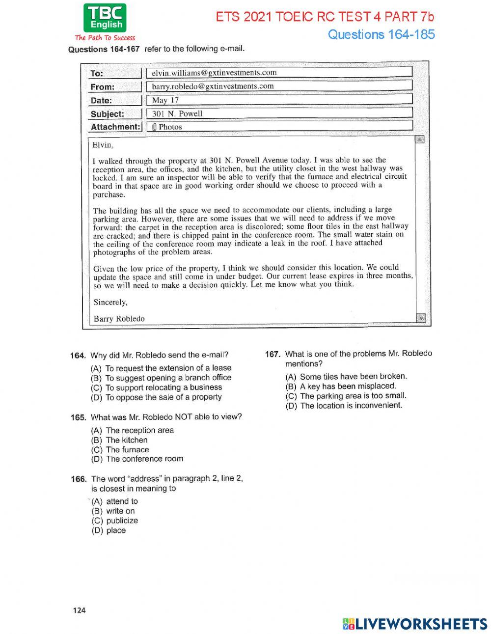 ETS 2021 TOEIC RC TEST 4 PART 7b | englishtaybac | Live