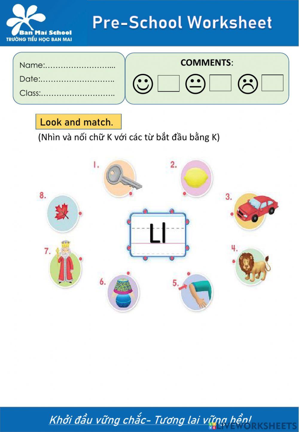 Letter L English as a Second Language (ESL) exercise | Live Worksheets