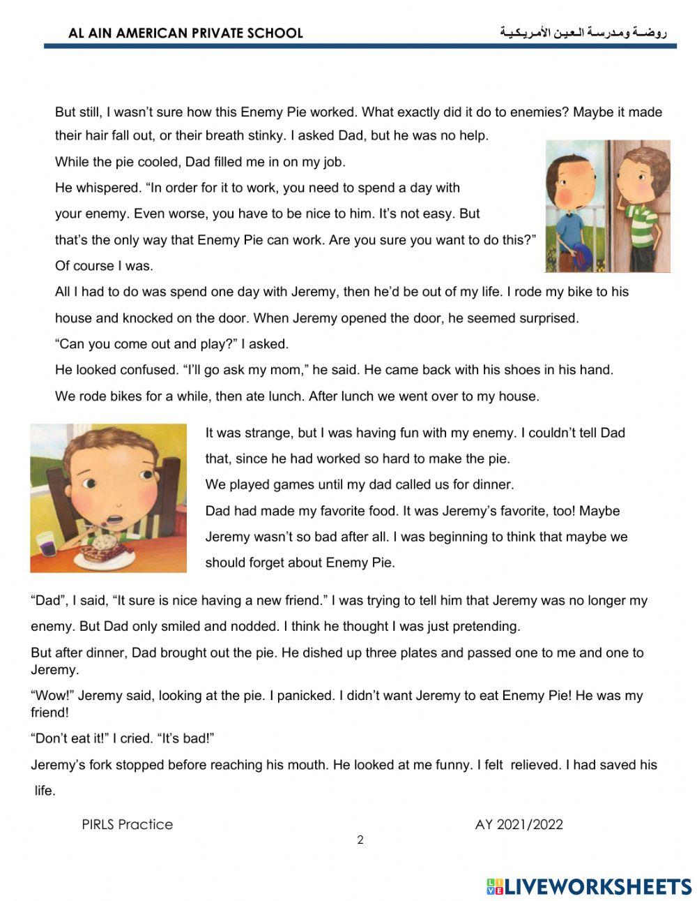 Pirls 3 worksheet | Live Worksheets