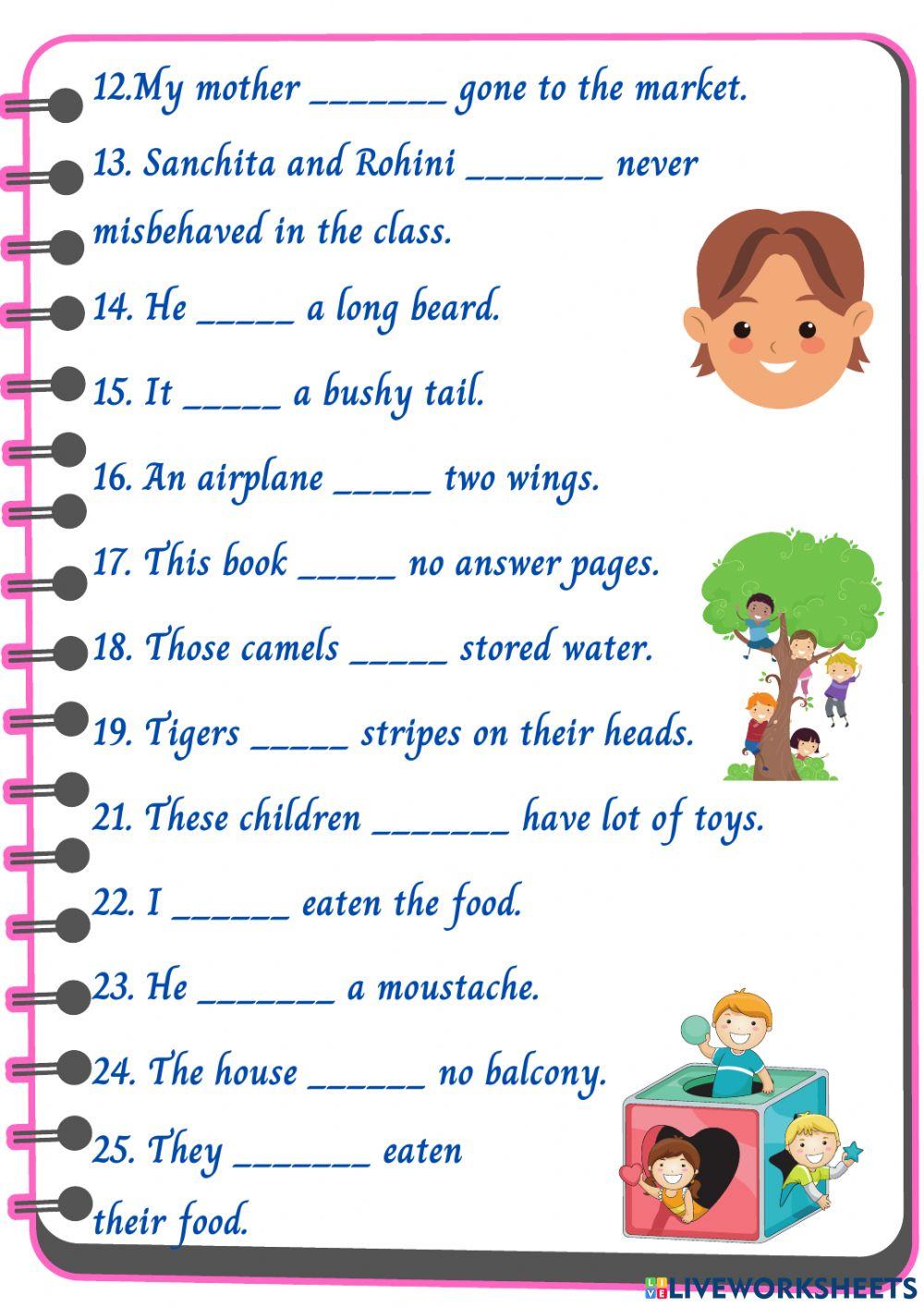 helpingverbs worksheet