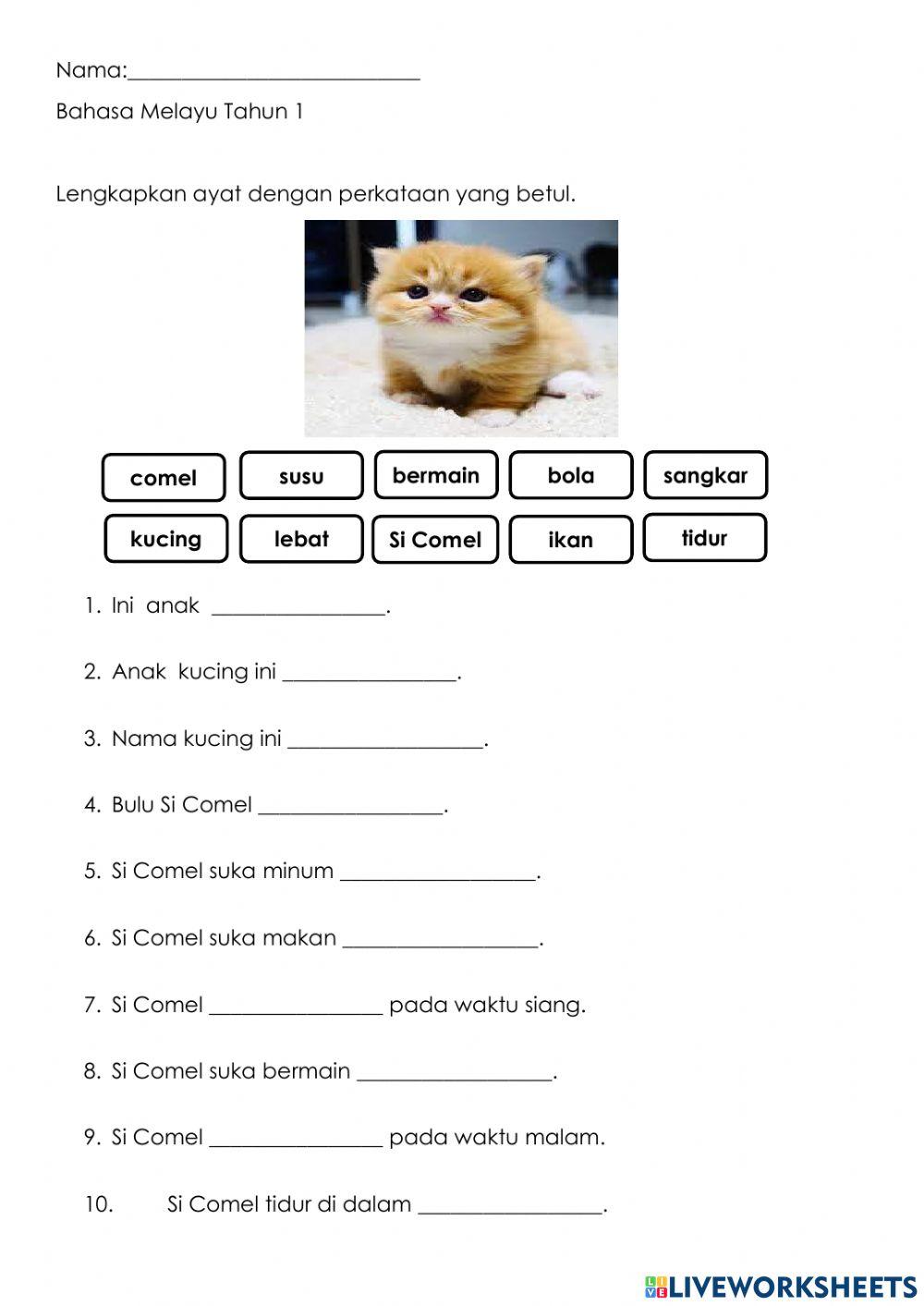 Si Comel worksheet | Live Worksheets