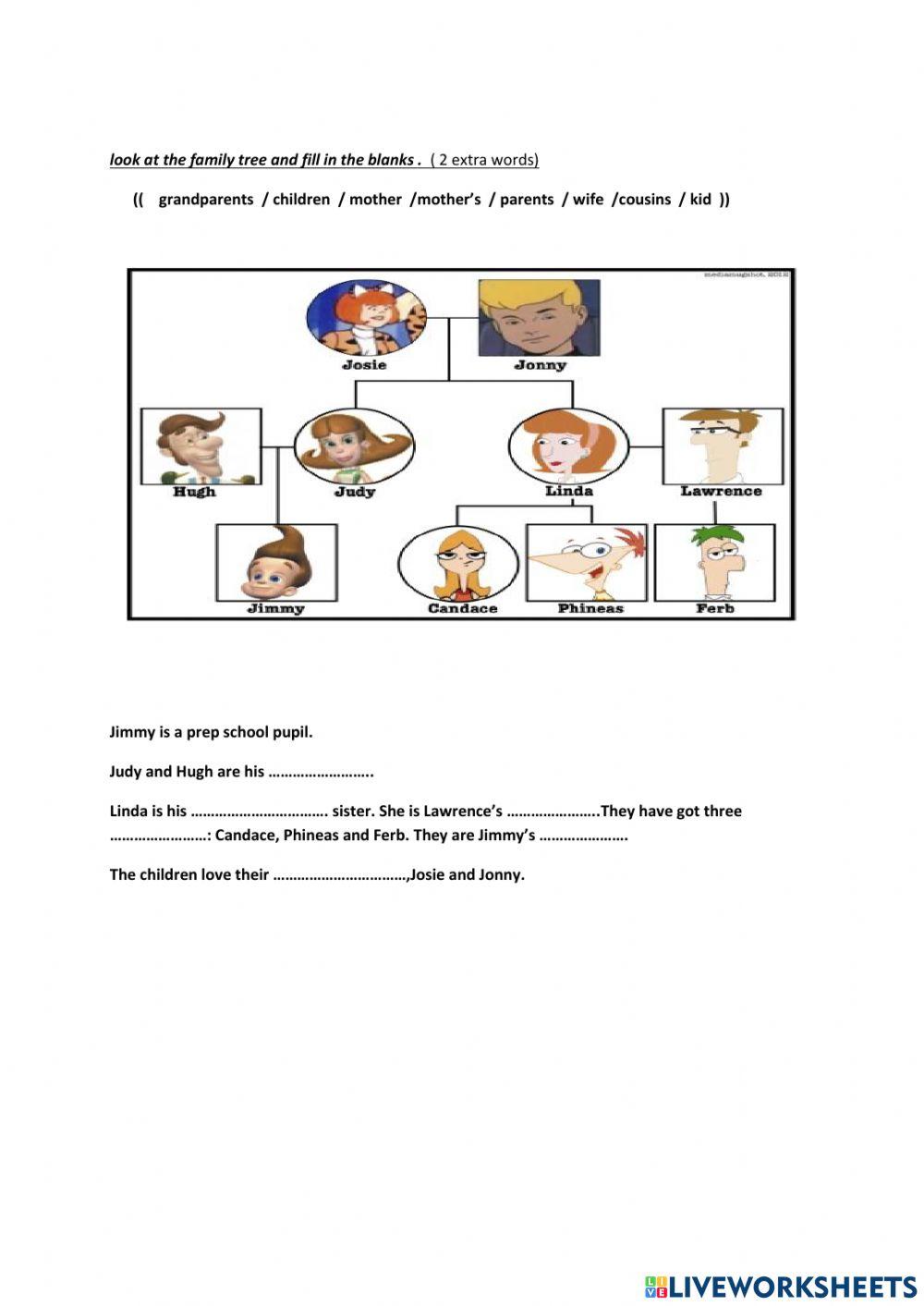 Family tree online exercise for 7 | Live Worksheets