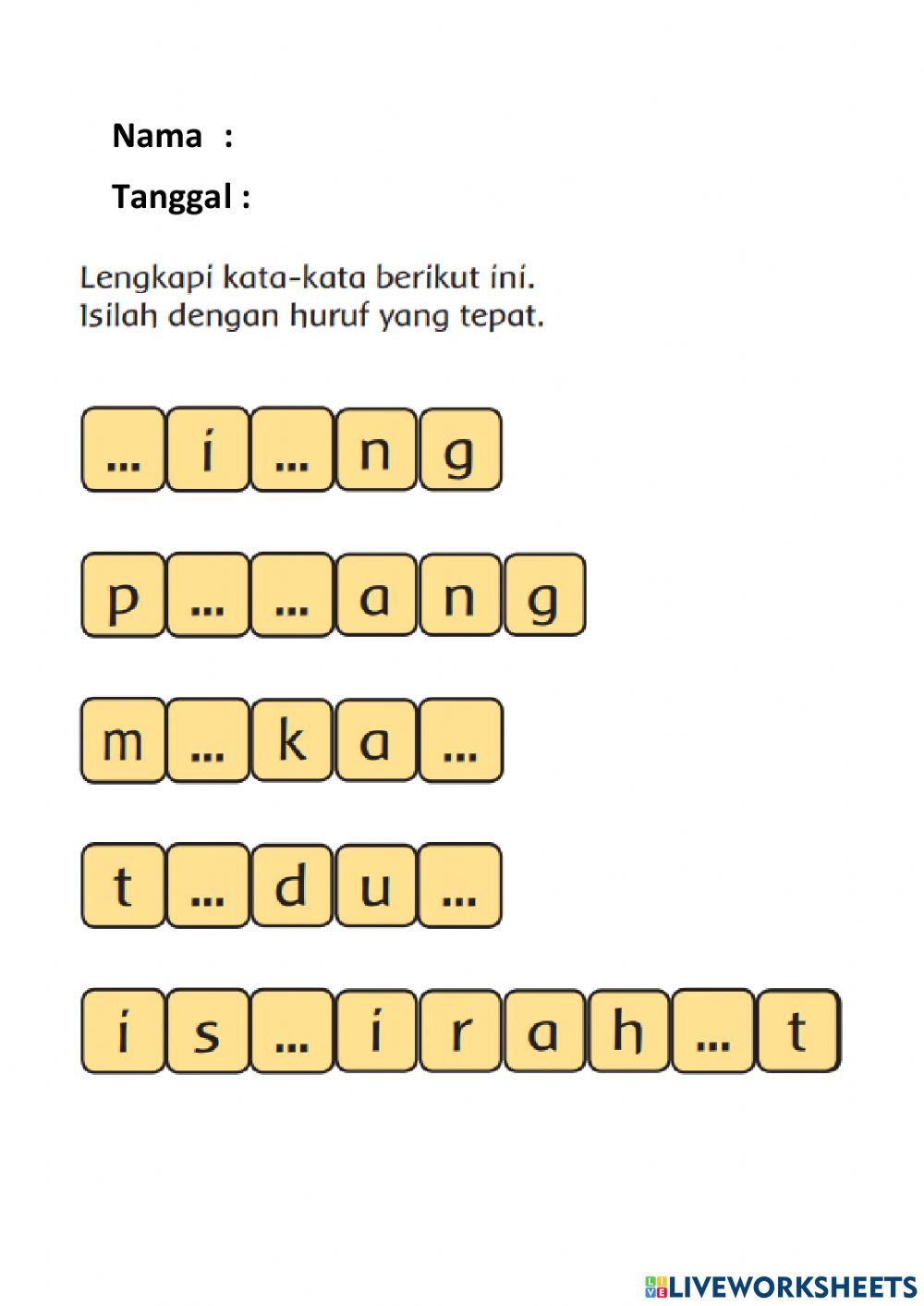 Melengkapi kata online activity | Live Worksheets