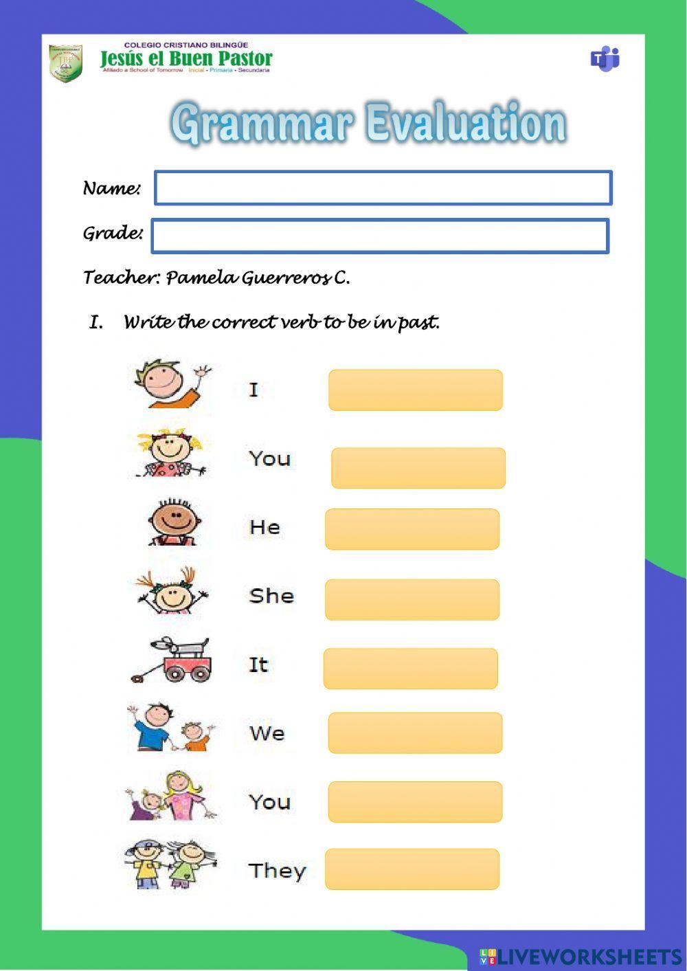 Grammar evaluation activity | Live Worksheets