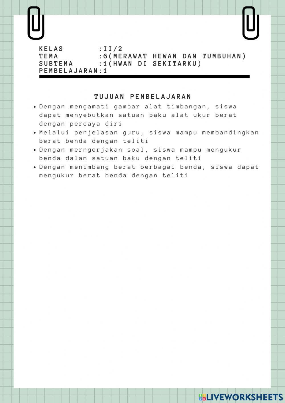 Satuan Berat Baku worksheet | Live Worksheets