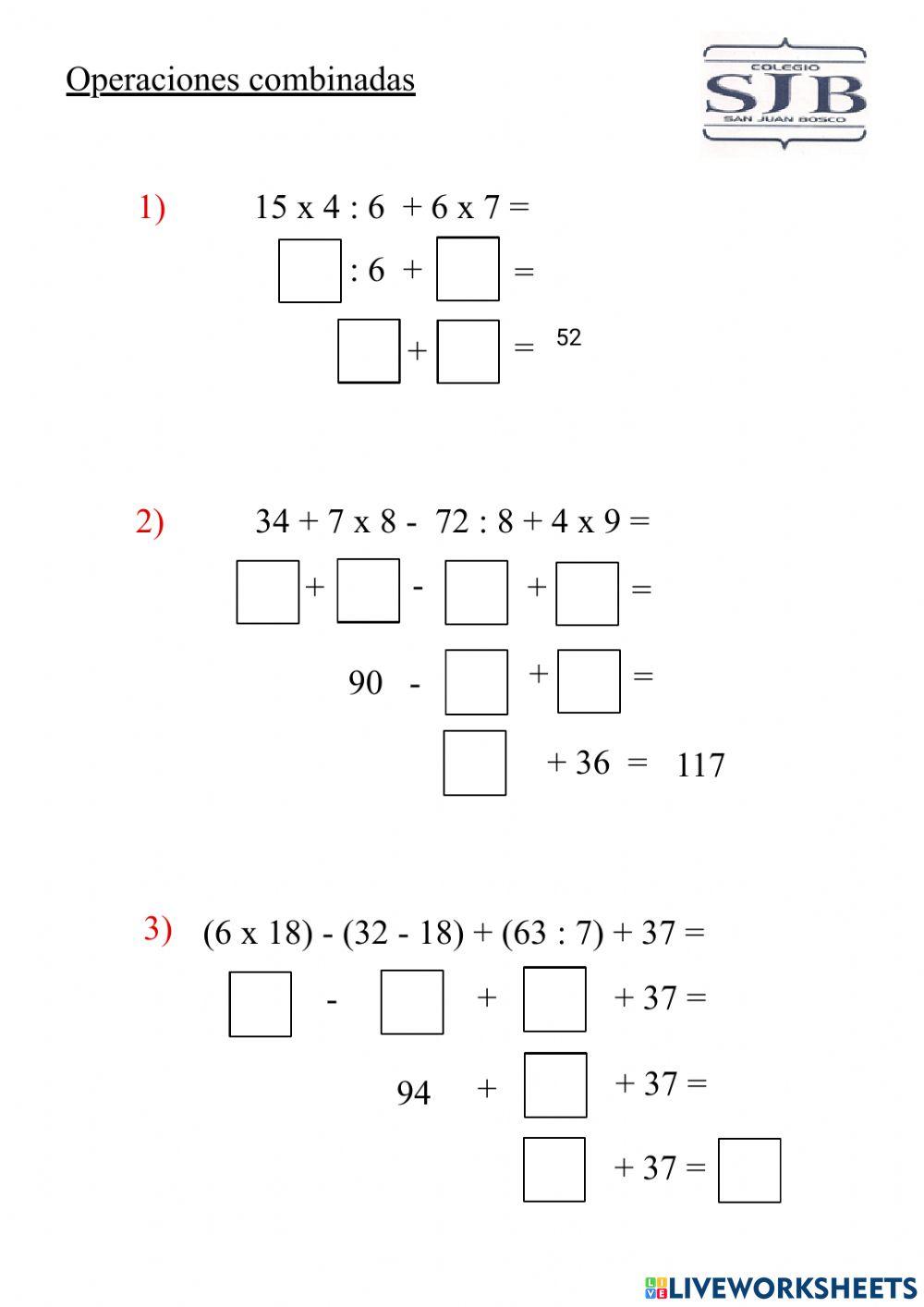 Operaciones com… | Free Interactive Worksheets | 5196142