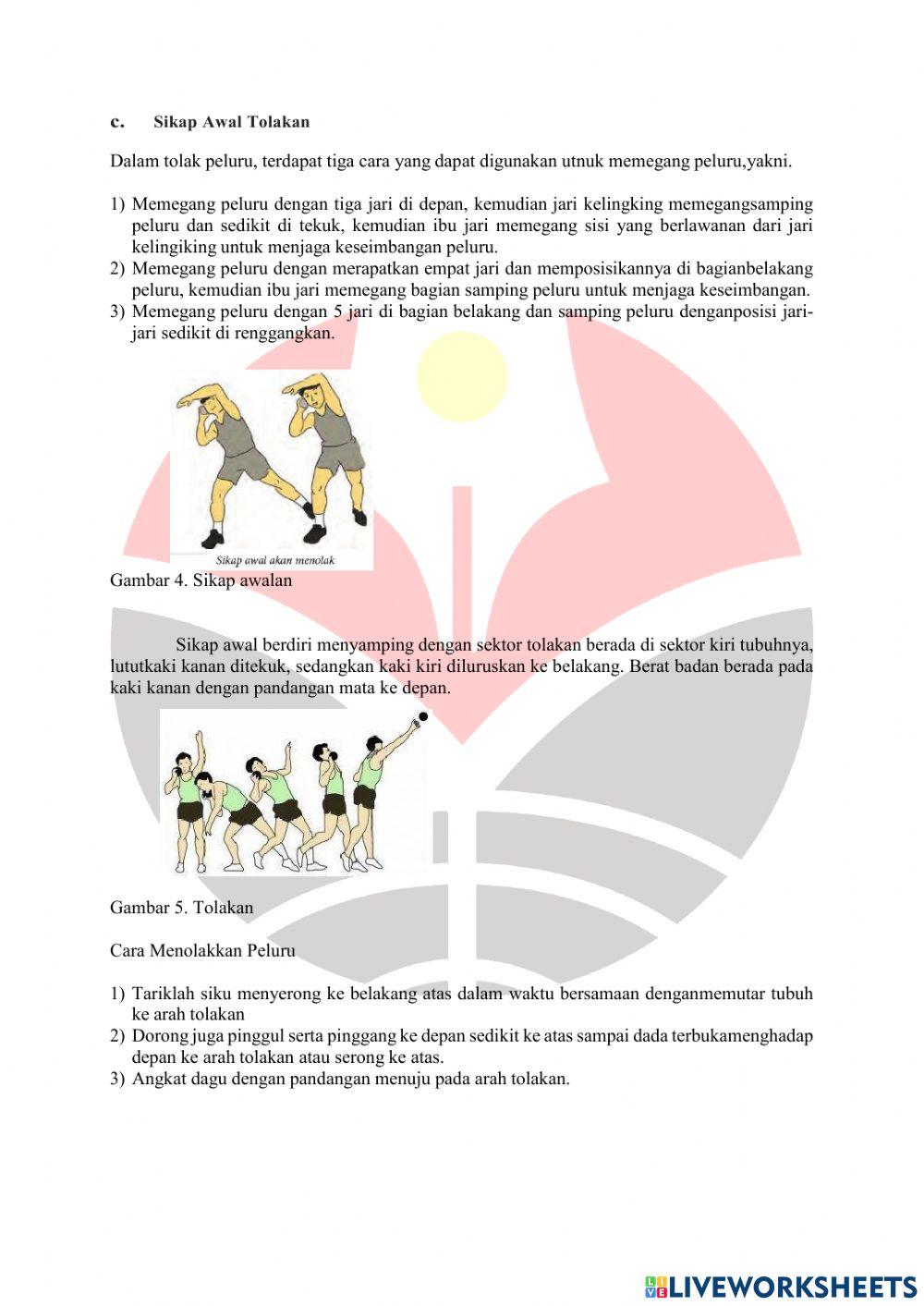 Materi ajar tolak peluru worksheet | Live Worksheets