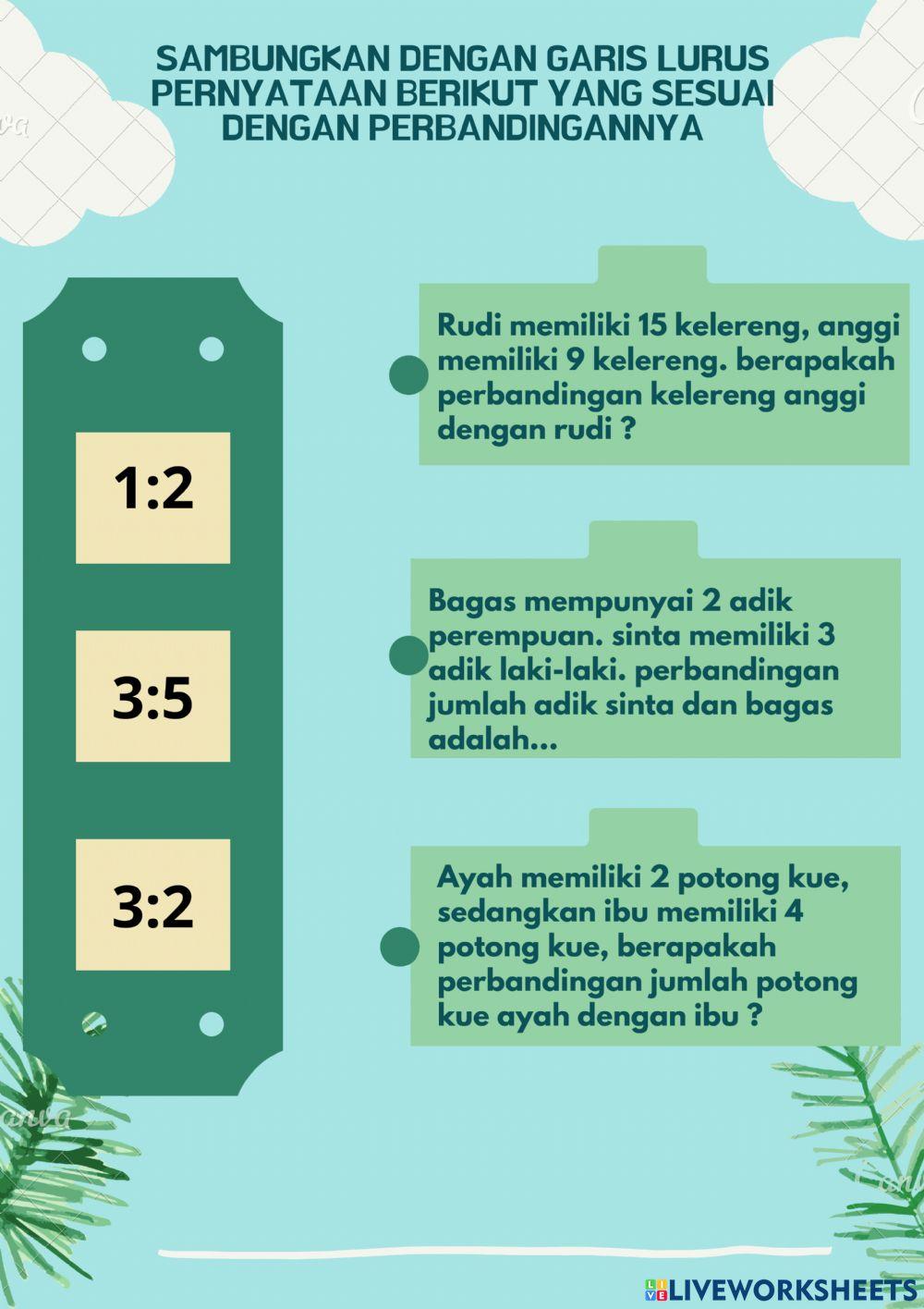 Skala dan Perbandingan worksheet | Live Worksheets