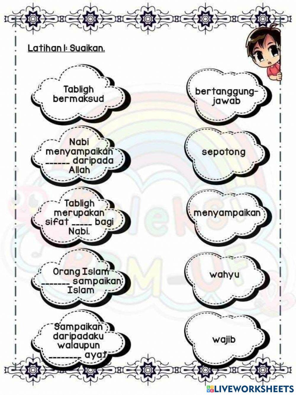 Sifat tabligh nabi worksheet | Live Worksheets