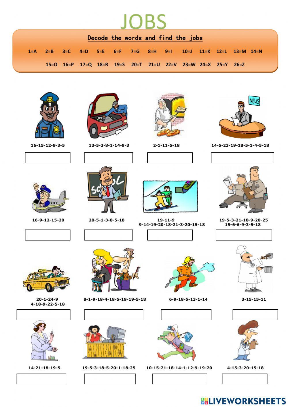 Jobs online exercise for 5TH | Live Worksheets