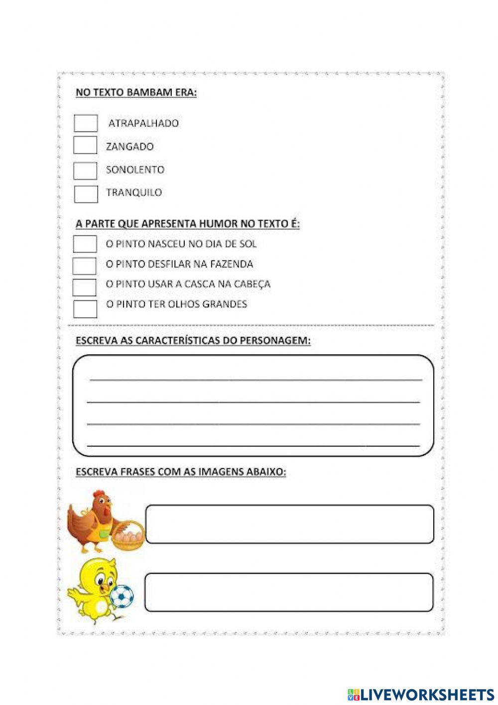 Pdf online exercise: Interpretação textual | Live Worksheets