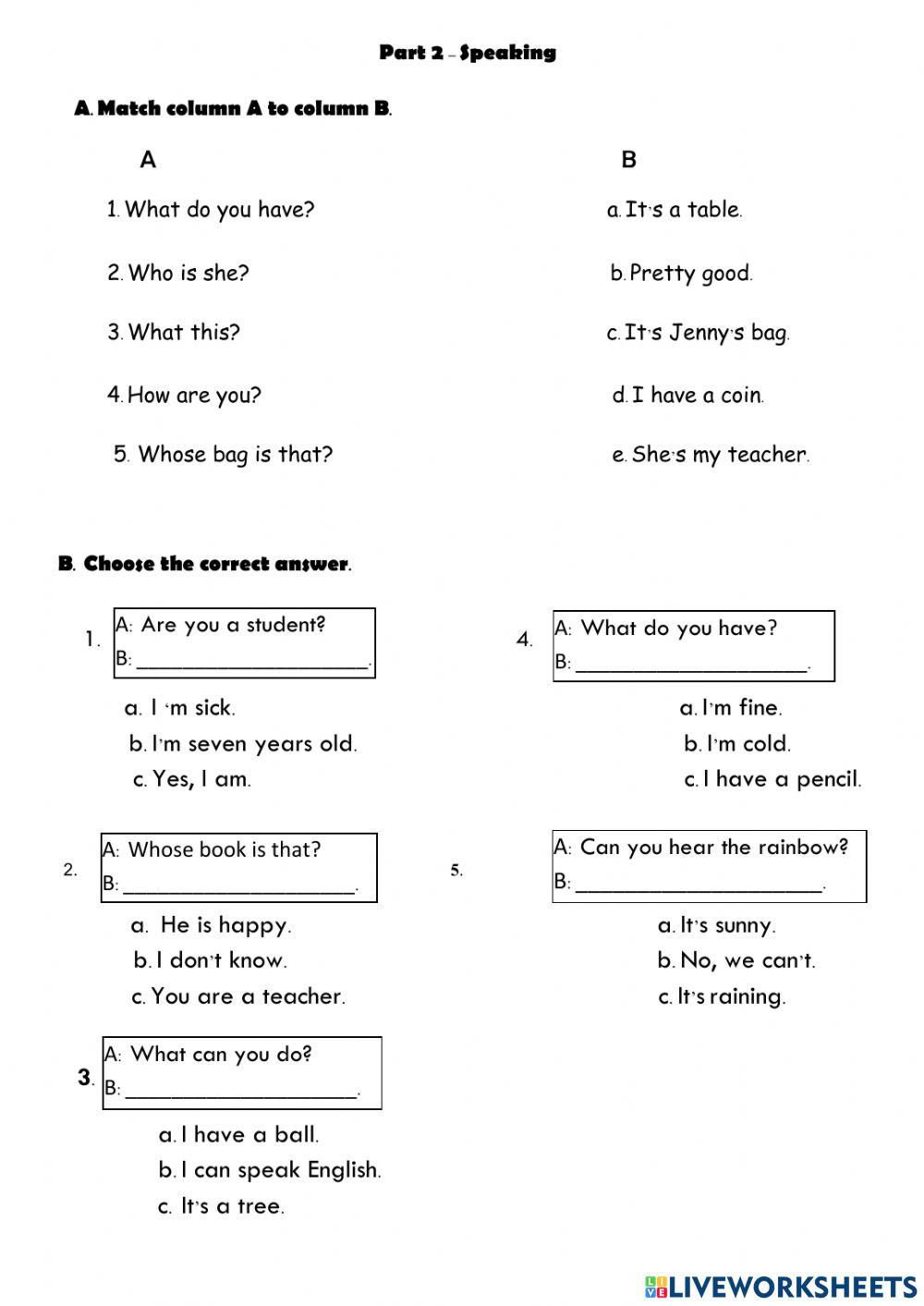 English 2 FINAL TEST 1 worksheet | Live Worksheets