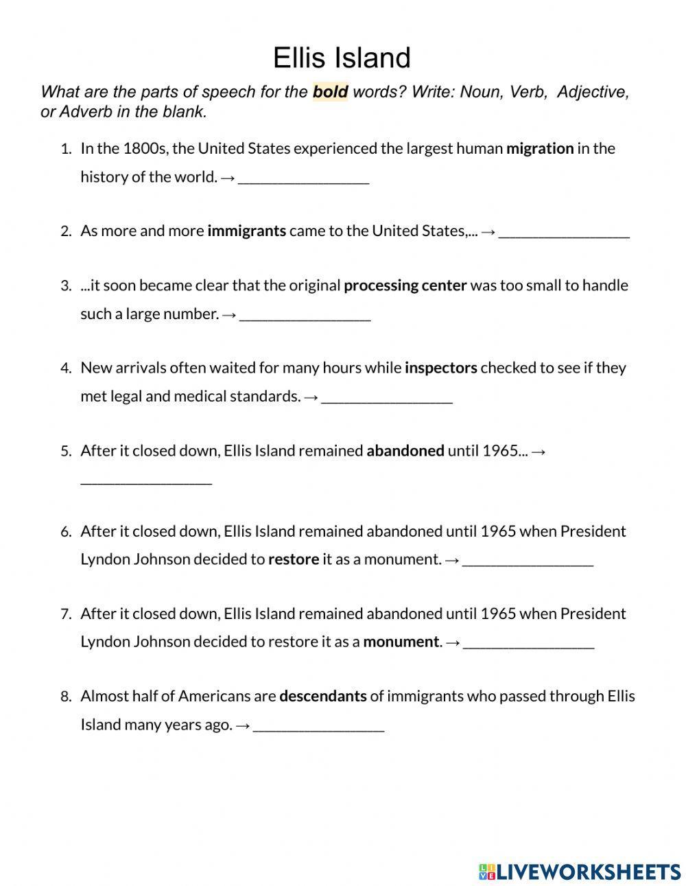 1493703 | Ellis Island | nlay | LiveWorksheets