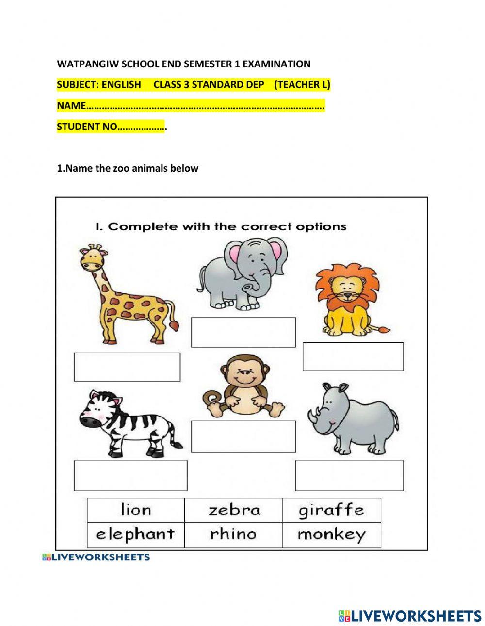 WATPANGIW P3 ENGLISH EXAM SEM 1 (TEACHER L) online exercise for | Live ...