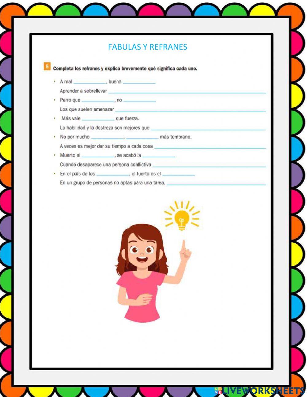 Refranes y Fabulas exercise | Live Worksheets