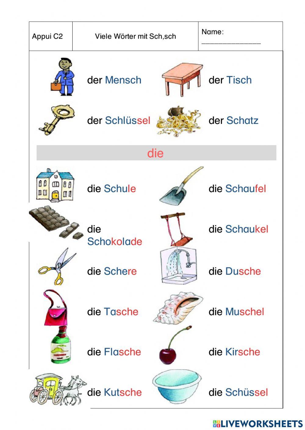 29 Wortschatz Sch worksheet | Live Worksheets