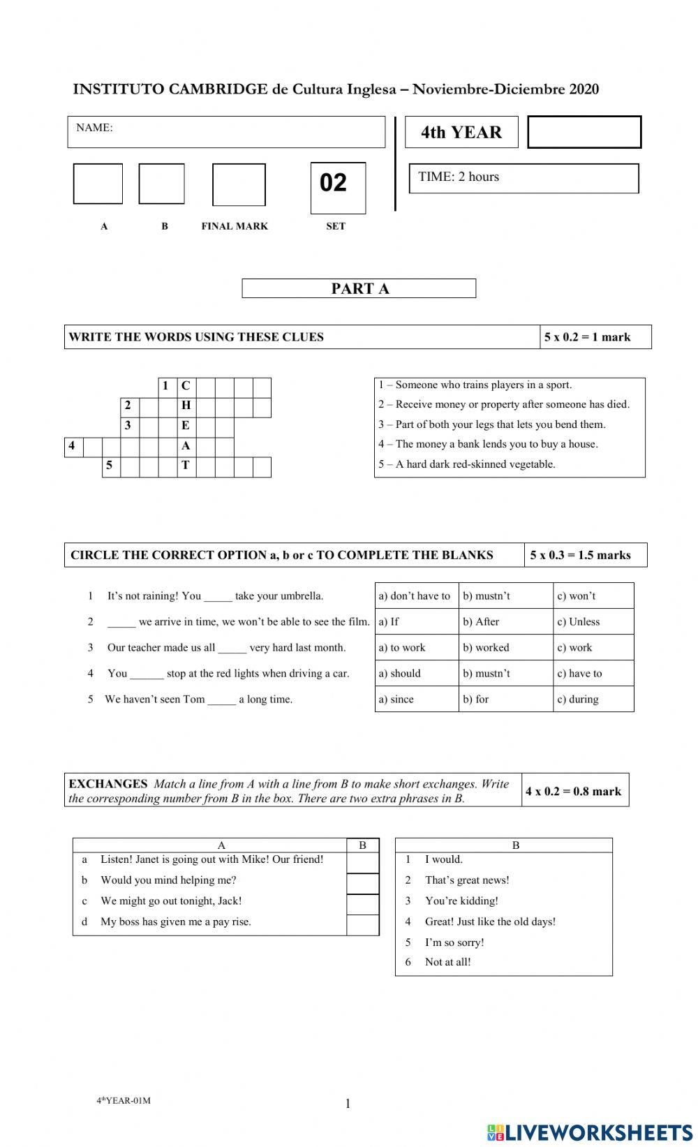 Cua-02 worksheet | Live Worksheets