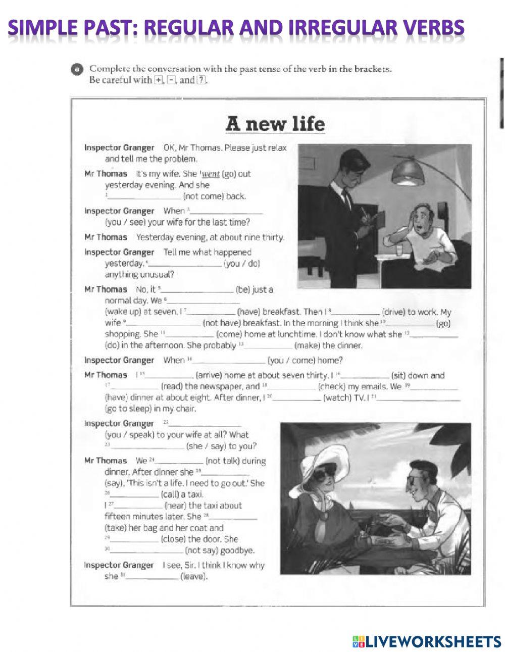 Irregular and regular verbs online activity | Live Worksheets