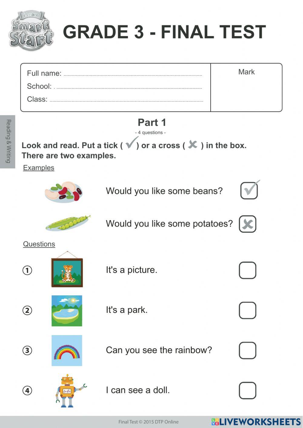 6758076 | Smart start grade 3 - final test reading and