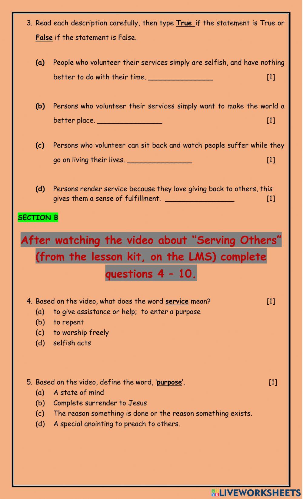 1494903 | Serving Others | Mckenzie2021 | LiveWorksheets