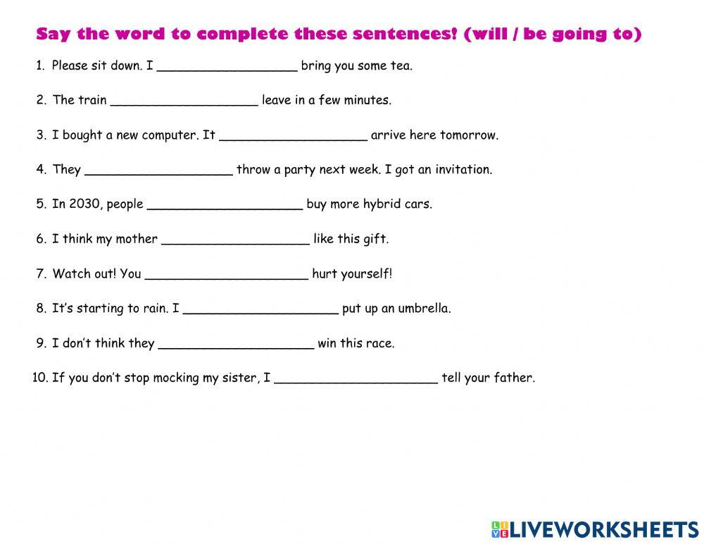 Simple future (… | Free Interactive Worksheets | 1494927