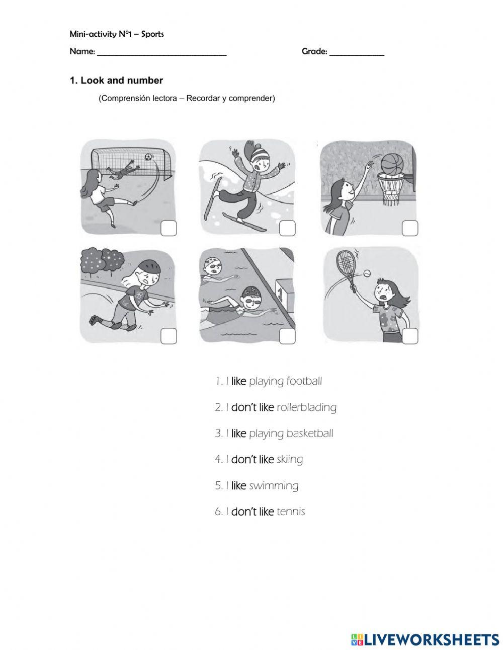 Mini-activity N°1 – Sports worksheet | Live Worksheets