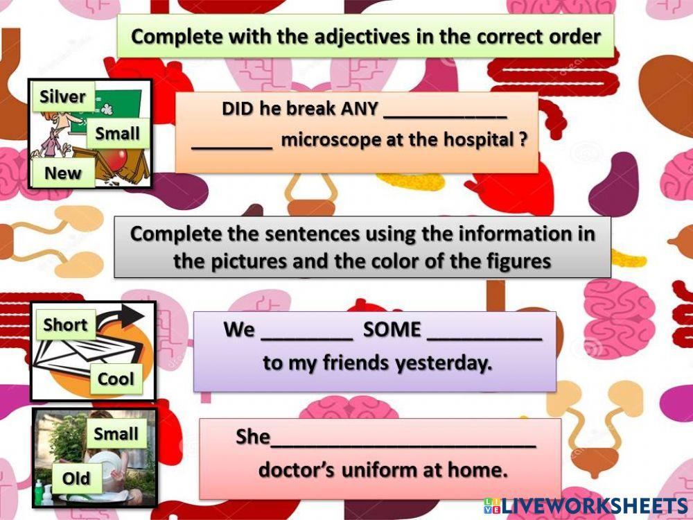 Our amazing body! The order of adjectives worksheet | Live Worksheets
