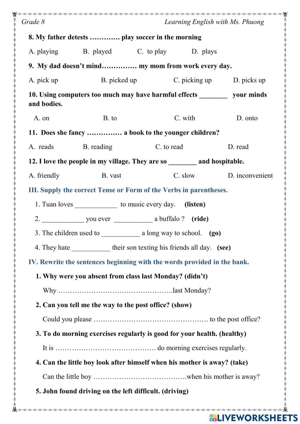 English 8 0758 | Cindy1993 | Live Worksheets
