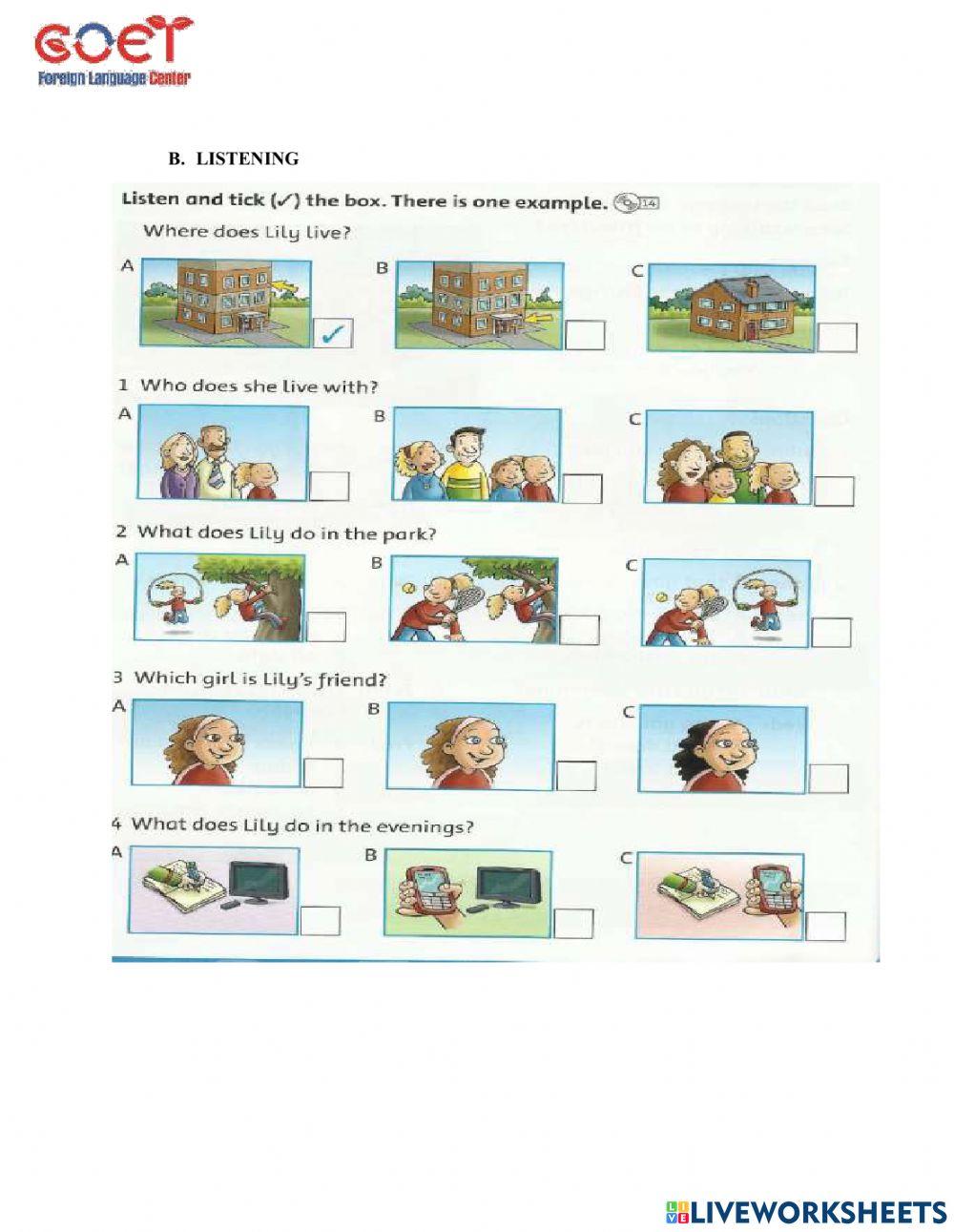 Pre movers prac… | Free Interactive Worksheets | 1495841