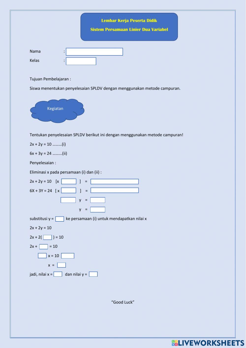 Spldv | Free Interactive Worksheets | 1495715
